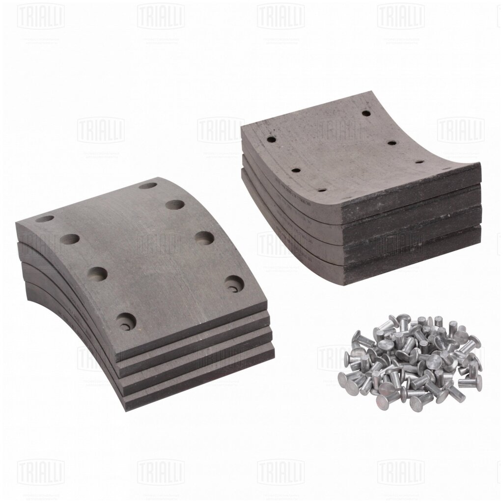 Накладка тормозная для а/м ЗиЛ 130 с заклепками (8 шт.) R0 140х204 "TRIALLI"