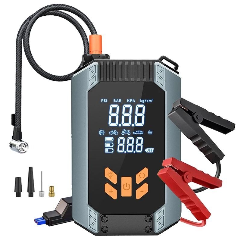 Портативное пусковое устройство Jump starter с компрессором 5-в-1, Power Bank, 7200мАч 1000A
