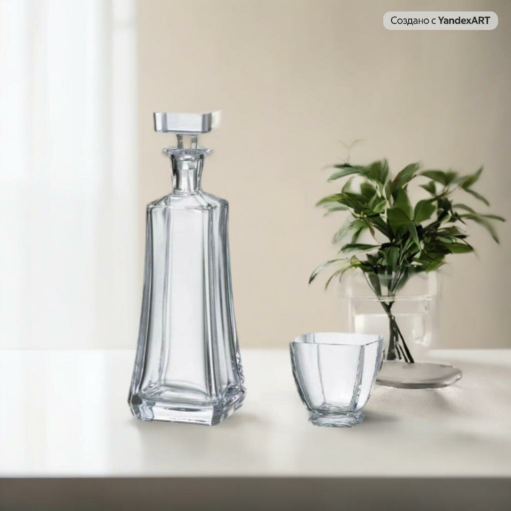 Набор для виски Crystalite Bohemia, графин и 6 стаканов, чешское стекло, 7 предметов