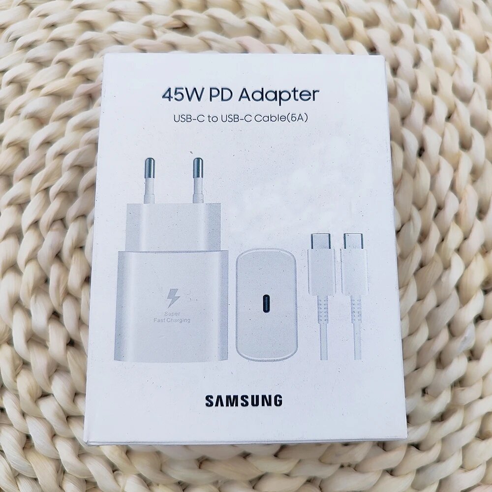 Зарядное устройство Samsung USB C 45 Вт Galaxy S25 Edge S24 Ultra A56 A36 A55 F56 M56 Z Fold 6 5 4 Tab S10+ Адаптер EU US Кабель для быстрой зарядки EU Set