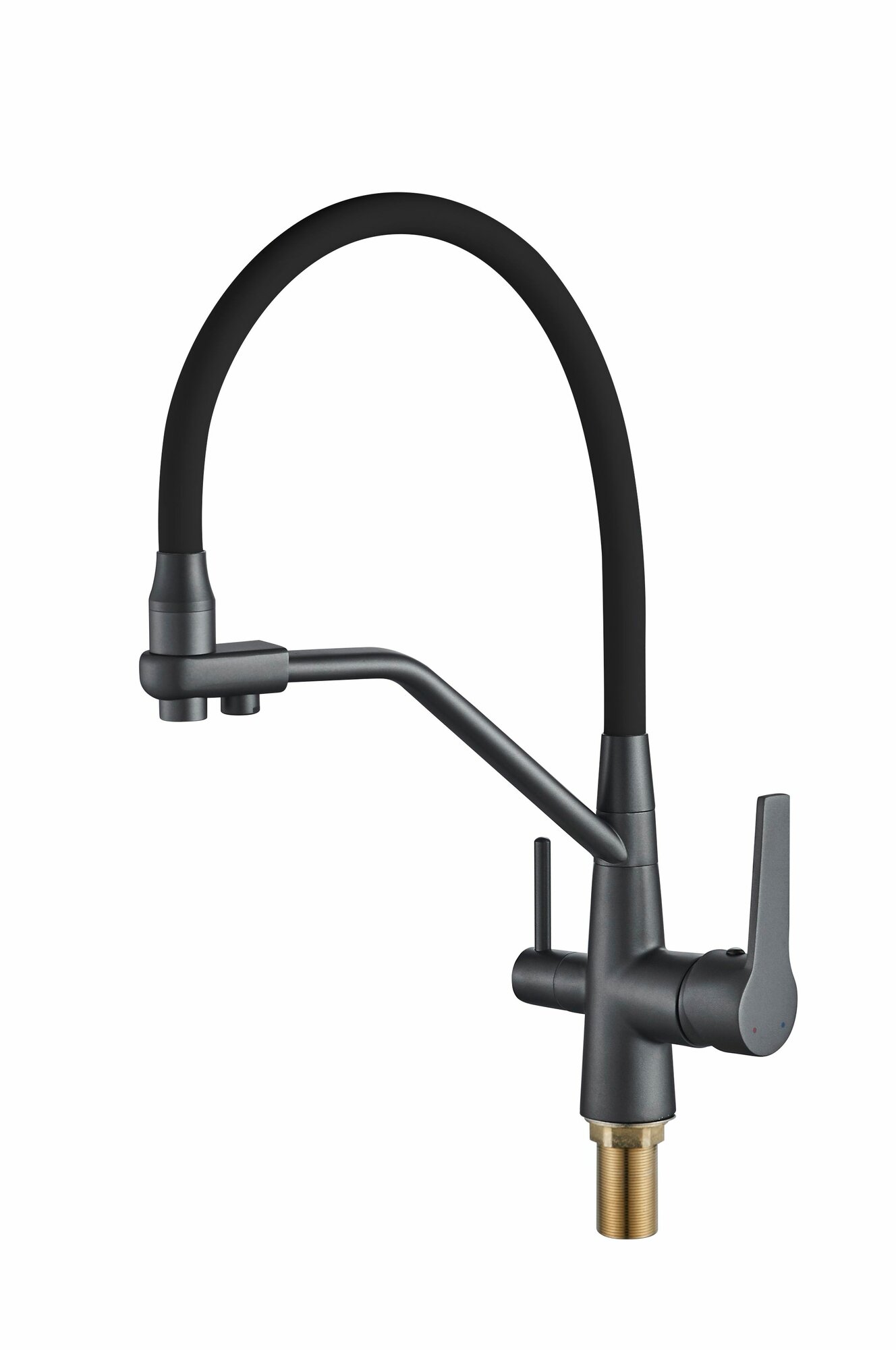 Смеситель для кухни ALOUTE, однорычажный, с дополнительным выводом под фильтр питьевой воды, матовый графит