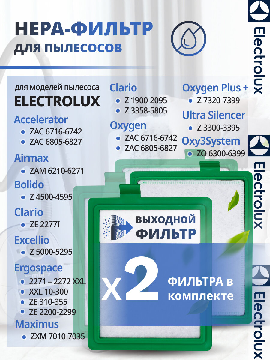 Hepa фильтр для пылесоса Electrolux Электролюкс, арт. EFH12, EFH12W, EL012W, EL012B, EL020 2 шт.