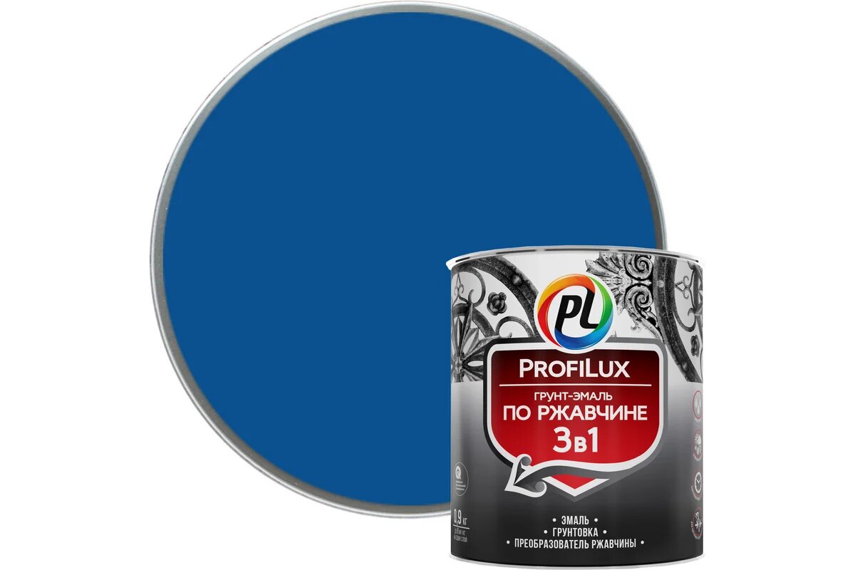 Profilux / Профилюкс Грунт эмаль по ржавчине 3 в 1 Синяя 0,9 кг