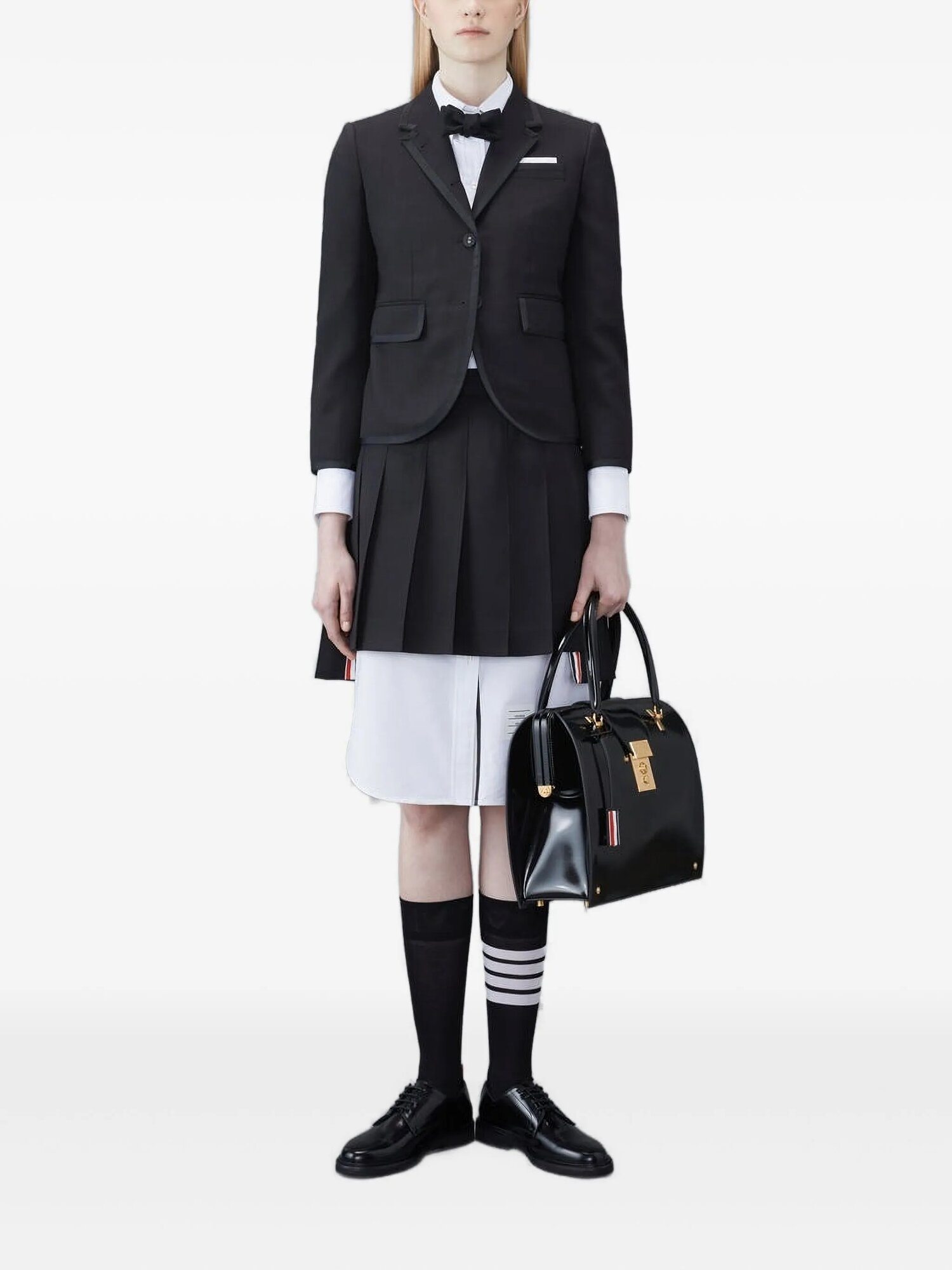 Пиджак THOM BROWNE Notched-lapel fitted jacket, размер 40, черный — фото 1
