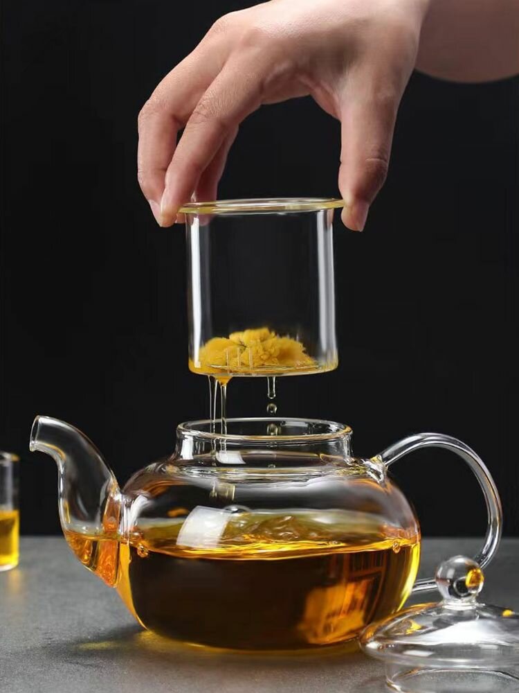 Чайник из прозрачного стекла, чайник, с фильтрующей сеткой, 600 мл.-