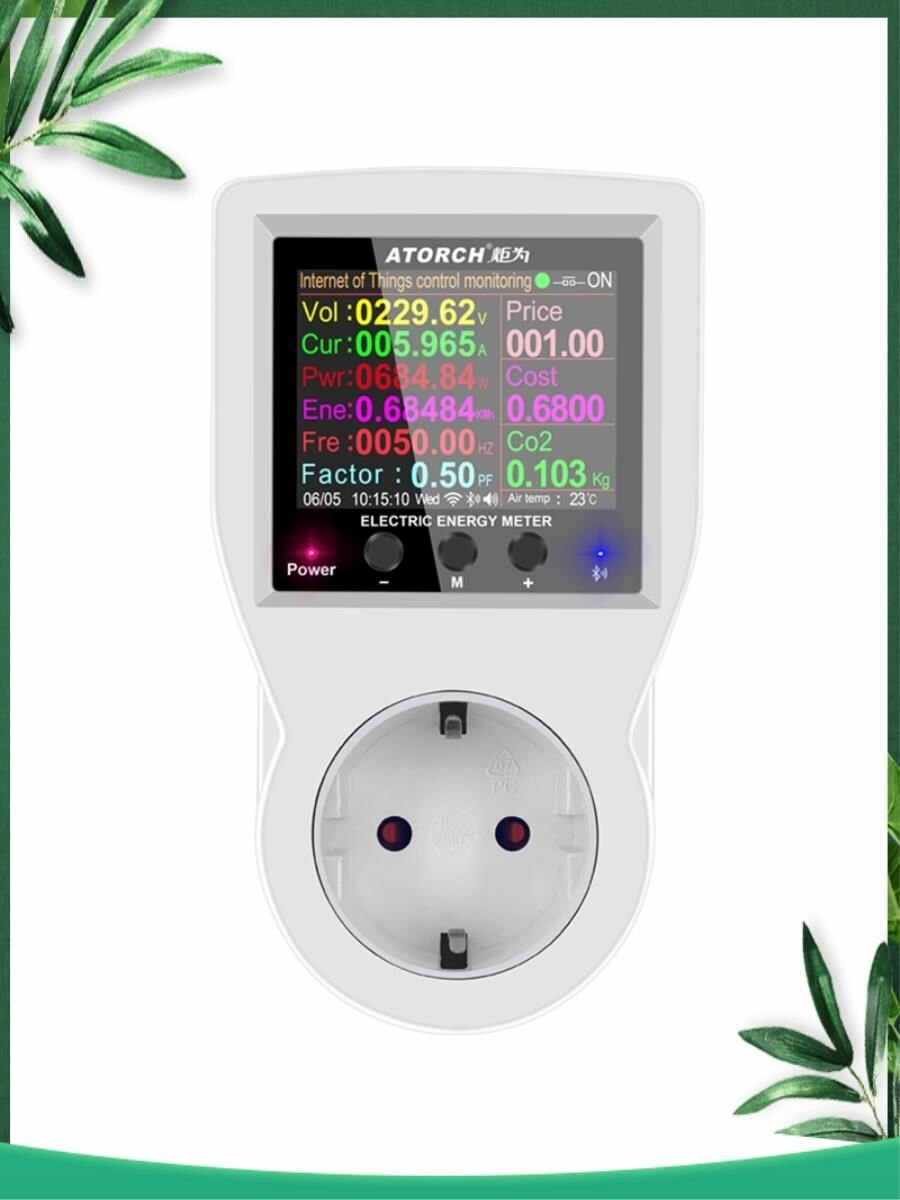 R3New-ATORCH WIFI Цифровой ваттметр 220 В переменного тока Счетчик мощности Потребление электроэнергии энергии Мощность EU Plug