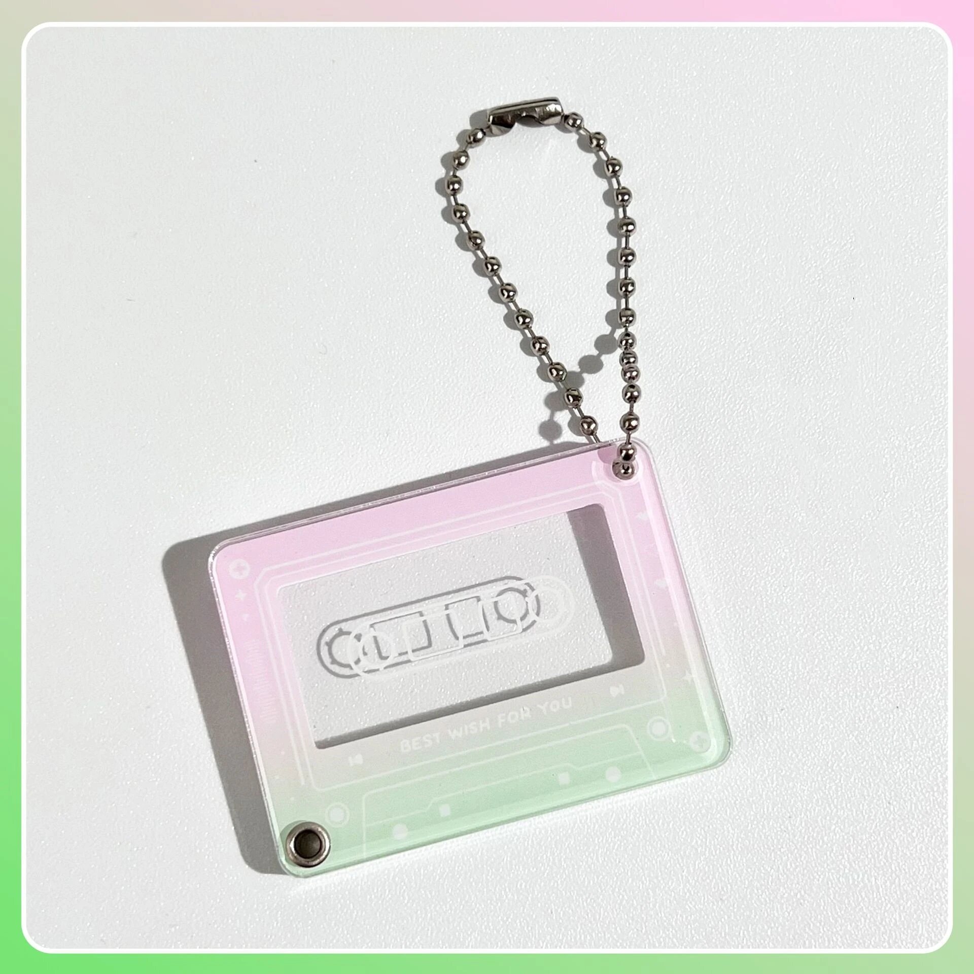 Акриловый брелок-органайзер для фото 1 дюйма Розовый, Pink Green