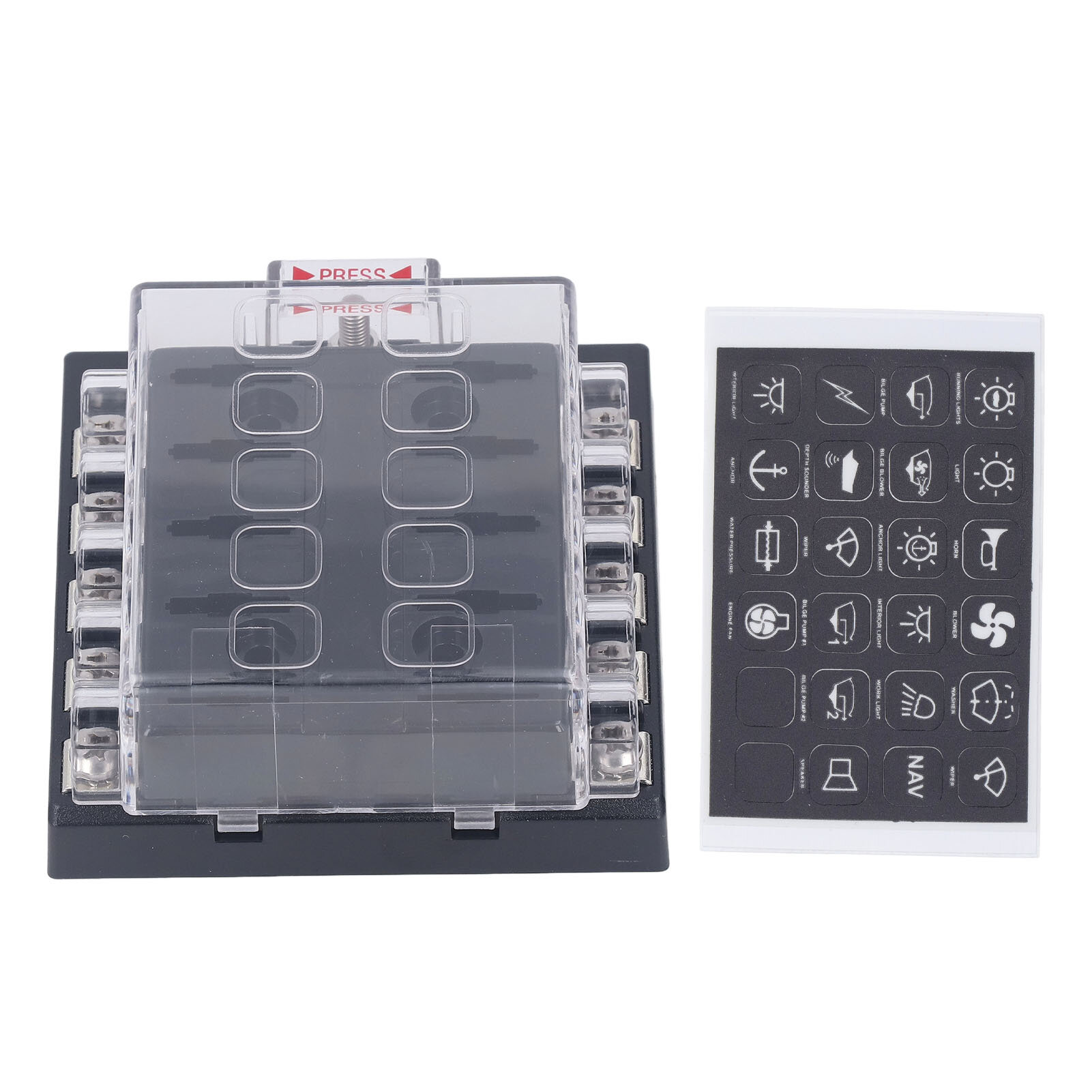 10-контактный блок предохранителей, водонепроницаемый держатель автомобильного предохранителя, автомобильный морской лезвийный предохранитель, 12‑36 В постоянного тока