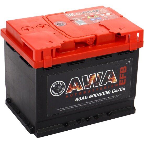 Аккумулятор Awa EFB, 190x170x240, обратная полярность, 60 Ач, 060 101 K11 AE