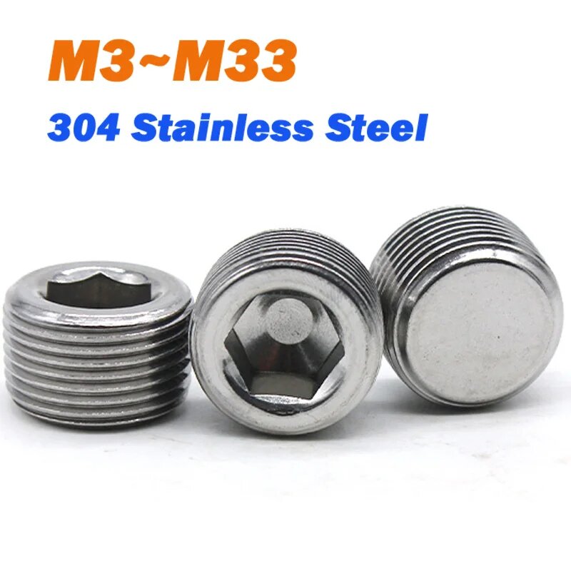 Шестигранные заглушки из нержавеющей стали M3-M33 M6x1.0mm-10Pcs