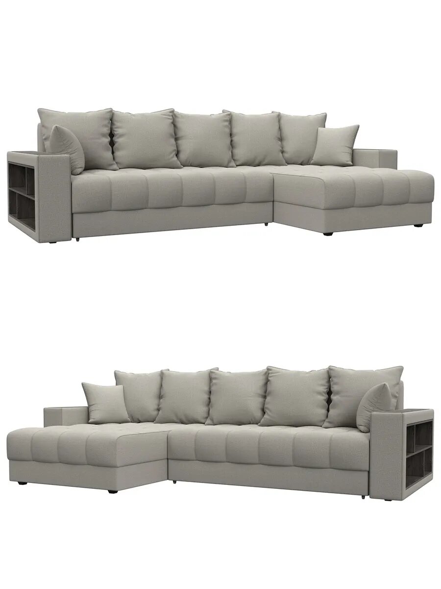 Угловой диван Нью-Йорк, 281х91х163 см, спальное место 145х238 см, с ящиком для белья, универсальный угол, рогожка