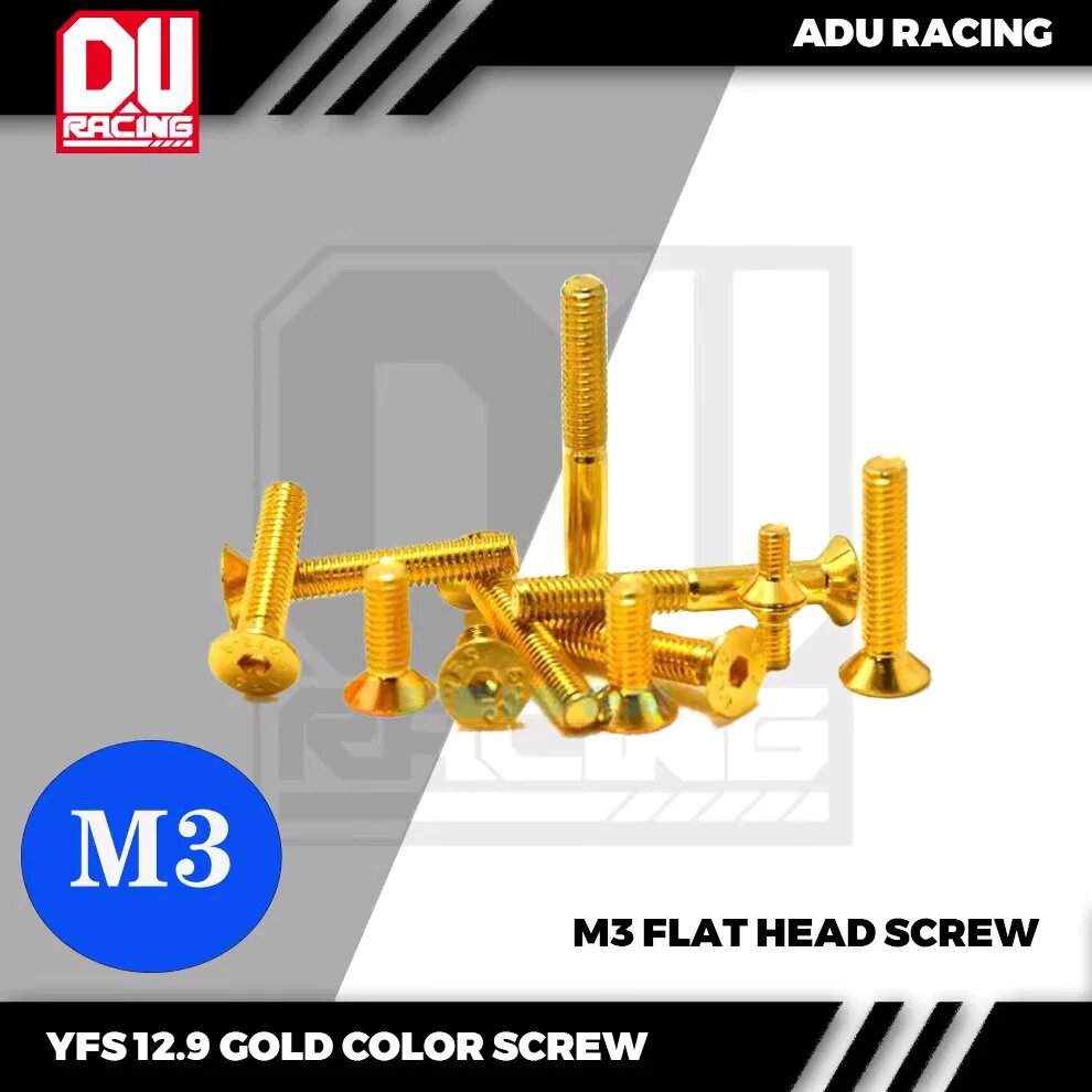 M3 Flat Head Screw, Gold, FHS M3X6, 10pcs