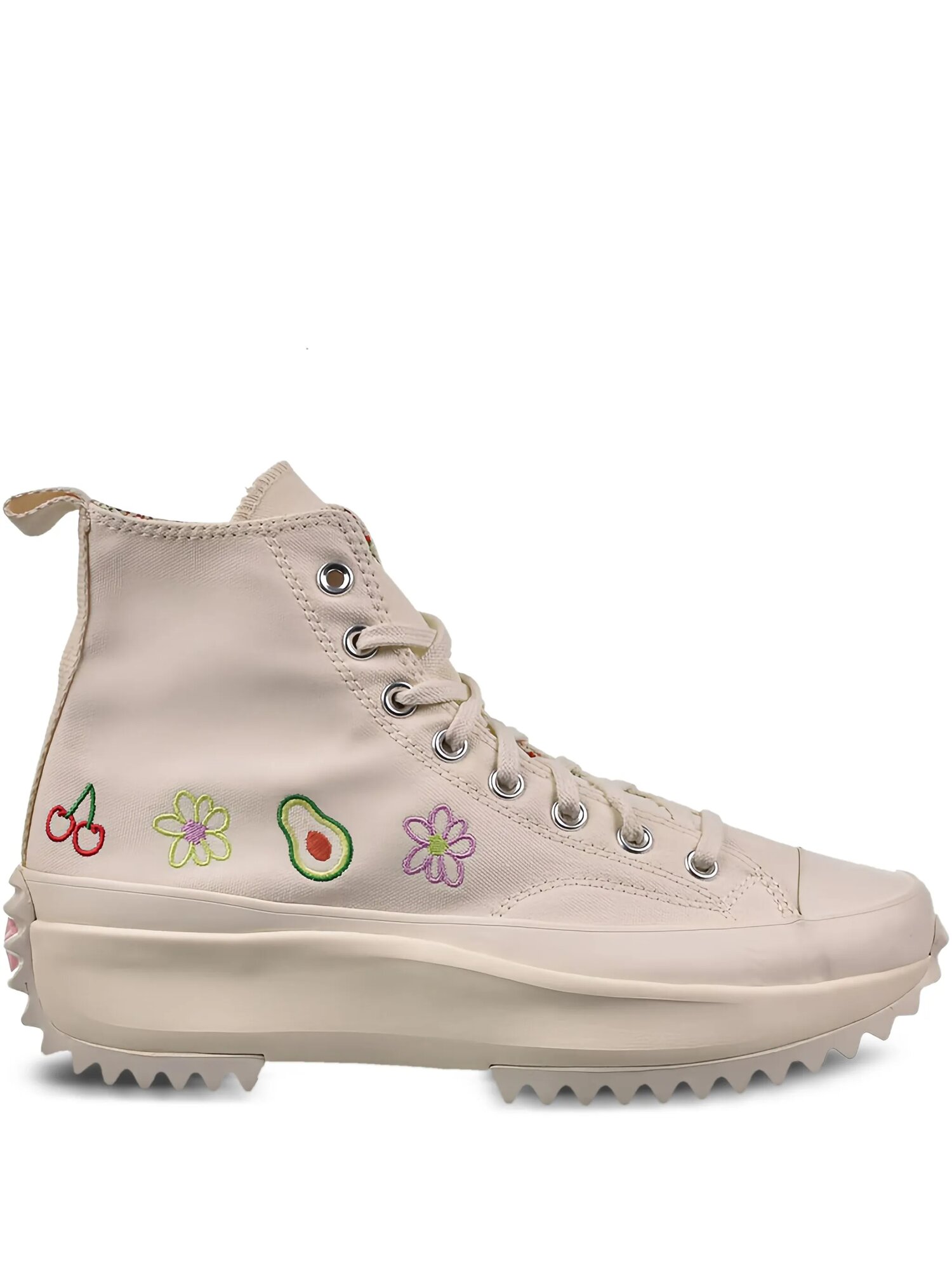 Кроссовки Run Star Hike Platform Hi Embroidered Fruits & Florals - Beige