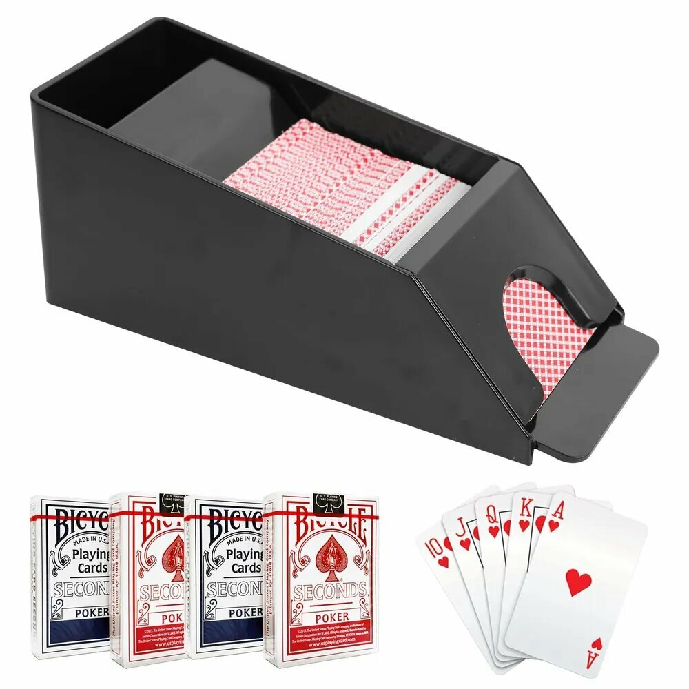 KNOW EASY-Любительская шафл машинка для покера, аксессуар для игральных карт с картами, деревянные туфли для блэкджека, черный