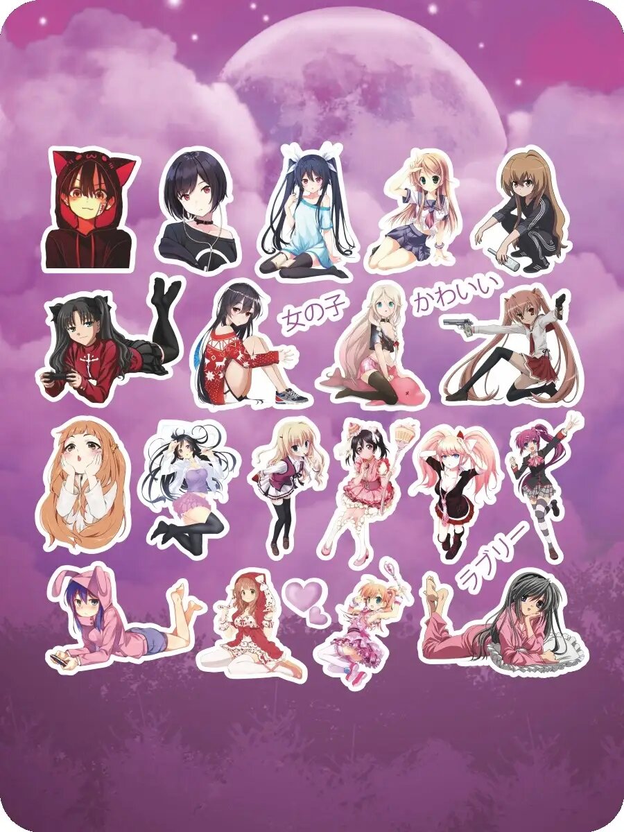 Наклейки на телефон стикеры Аниме девочки милашки