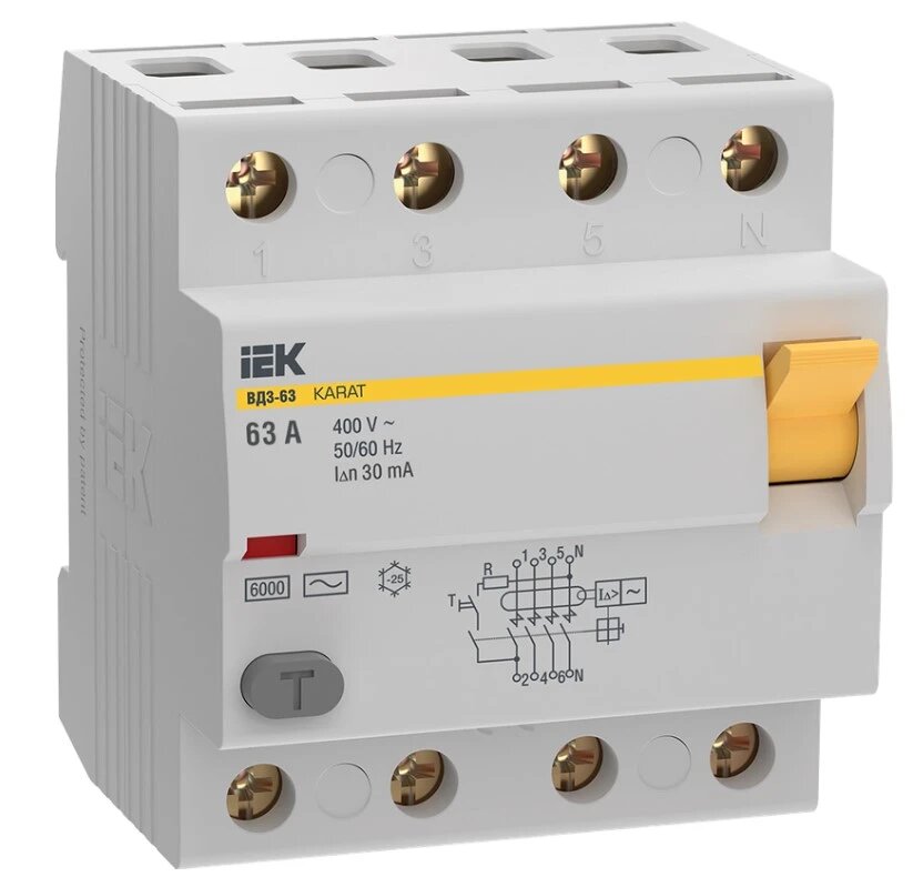 Выключатель дифференциального тока (УЗО) IEK KARAT (MDV20-4-063-030)