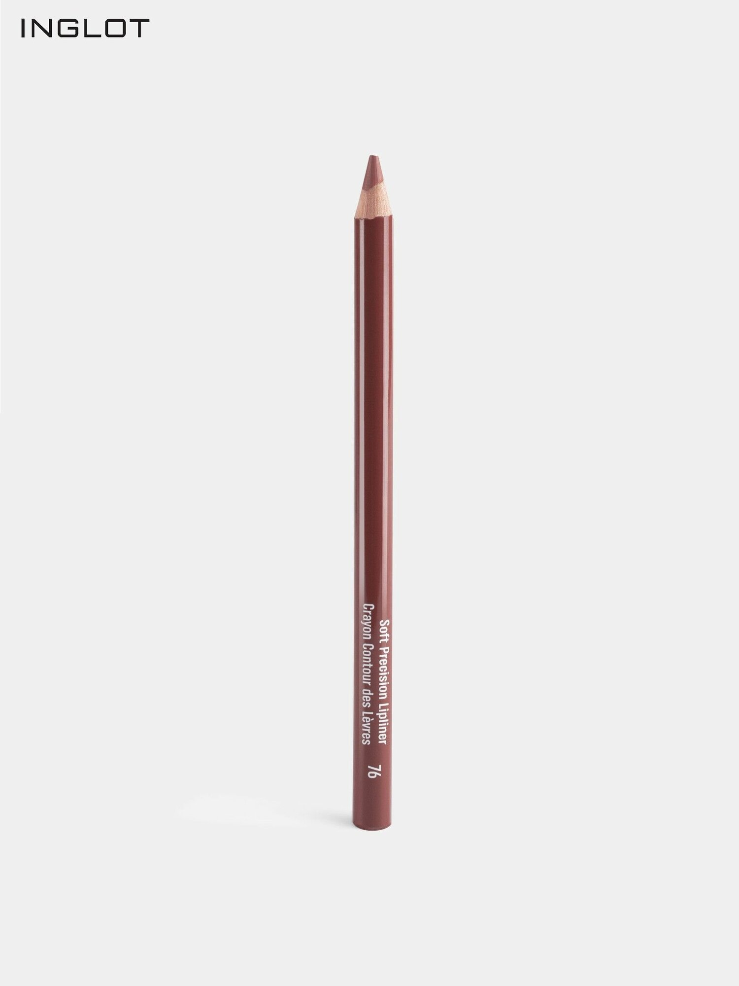 Контурный карандаш для губ Inglot Soft Precision 76, насыщенный коричневый, матовый, водостойкий, 1,32гр