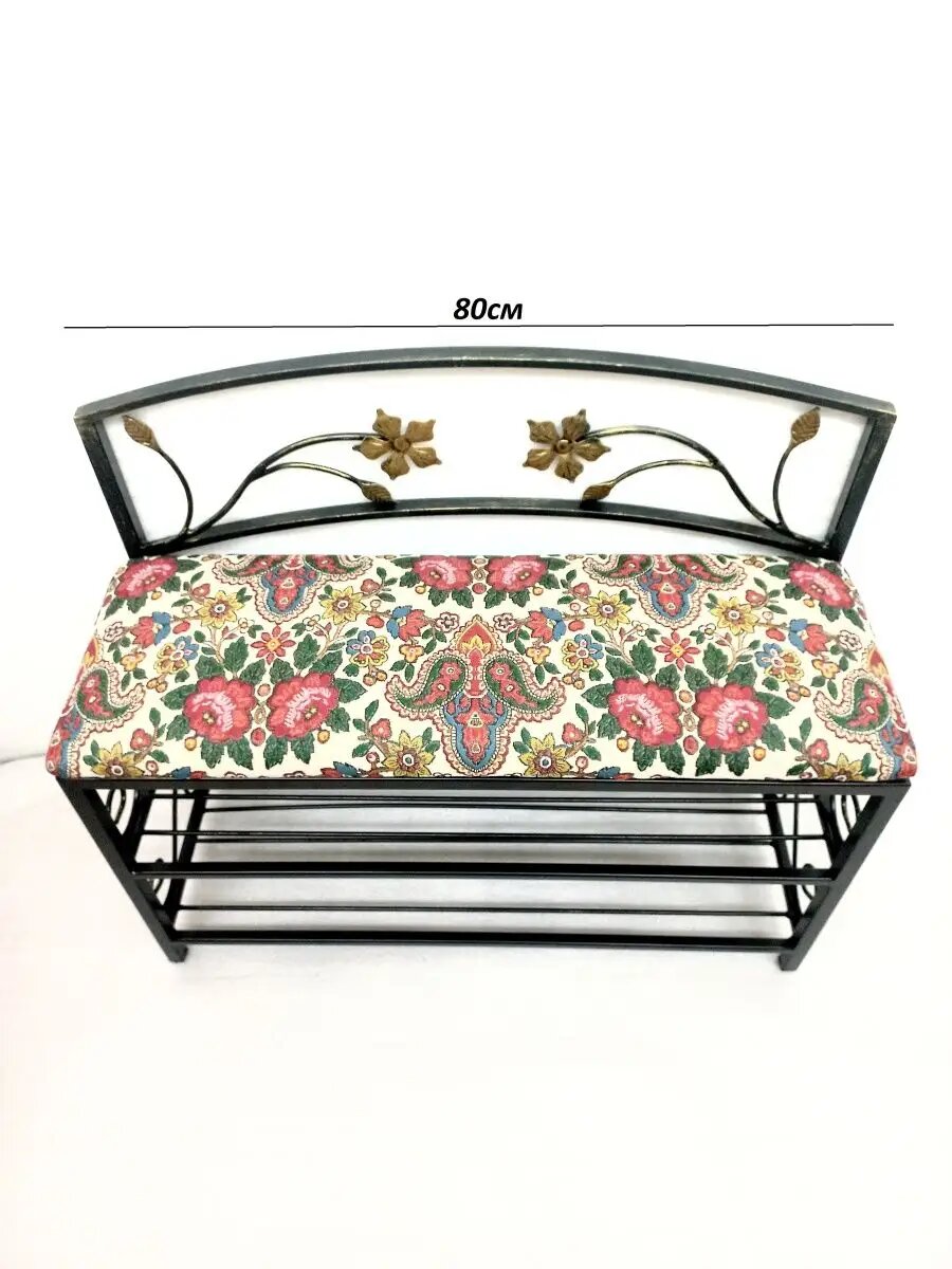 Кованая банкетка №04, Студия кованой мебели Нива, цвет красновато-бордовый