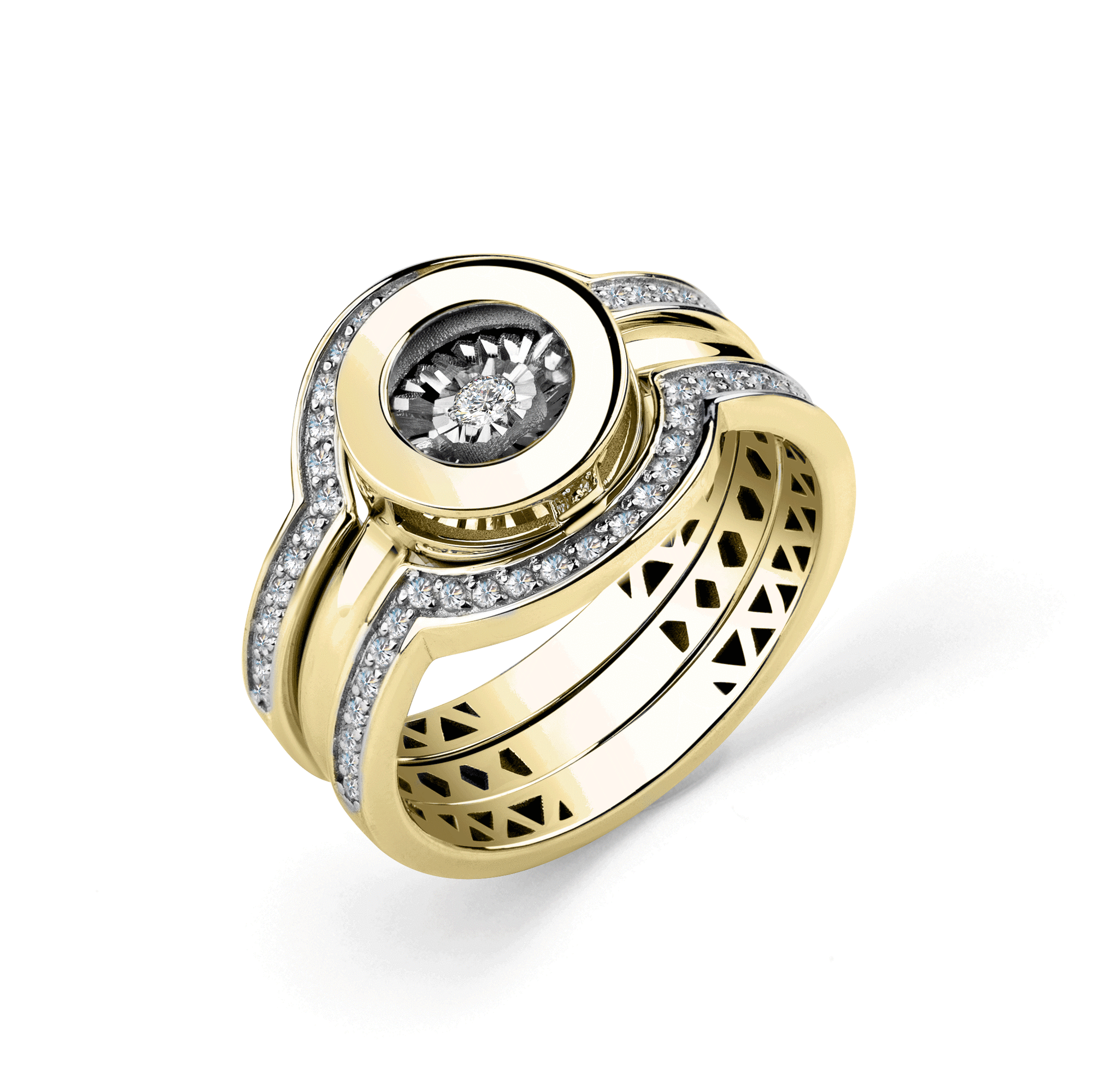 Кольцо, желтое золото, 585 проба, бриллиант