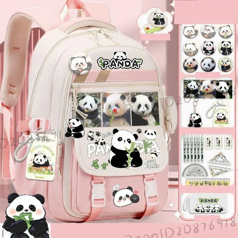 Детский студенческий рюкзак с изображением гигантской панды большой вместимости/защита позвоночника/полный учебный набор