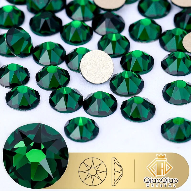 QIAO 2088 стеклянные стразы для дизайна ногтей Изумрудный, SS16 -1440Pcs, Emerald