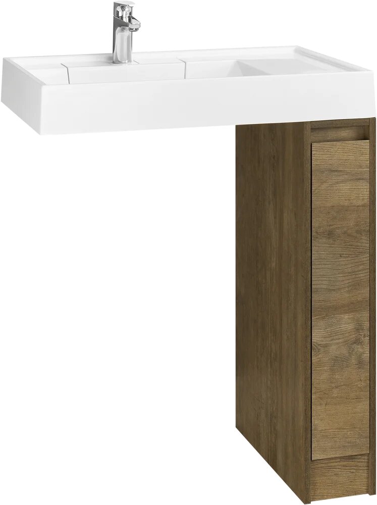 Тумба под раковину без столешницы AQUATON Лондри напольная, темное дерево, матовая, из ЛДСП, тумба для ванной, с ящиками