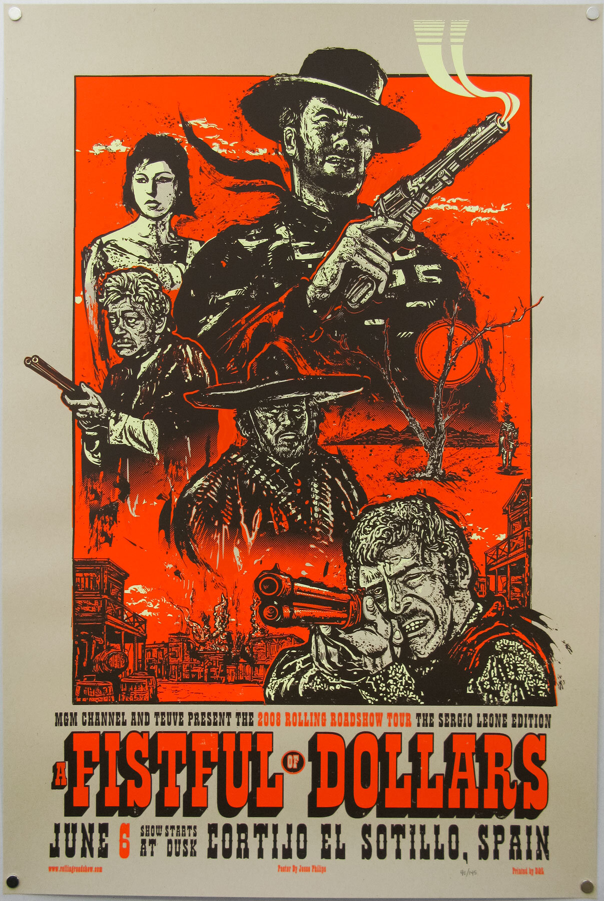 Плакат, постер A Fistful of Dollars (1964) (За пригоршню долларов) на холсте, размер 30х42см