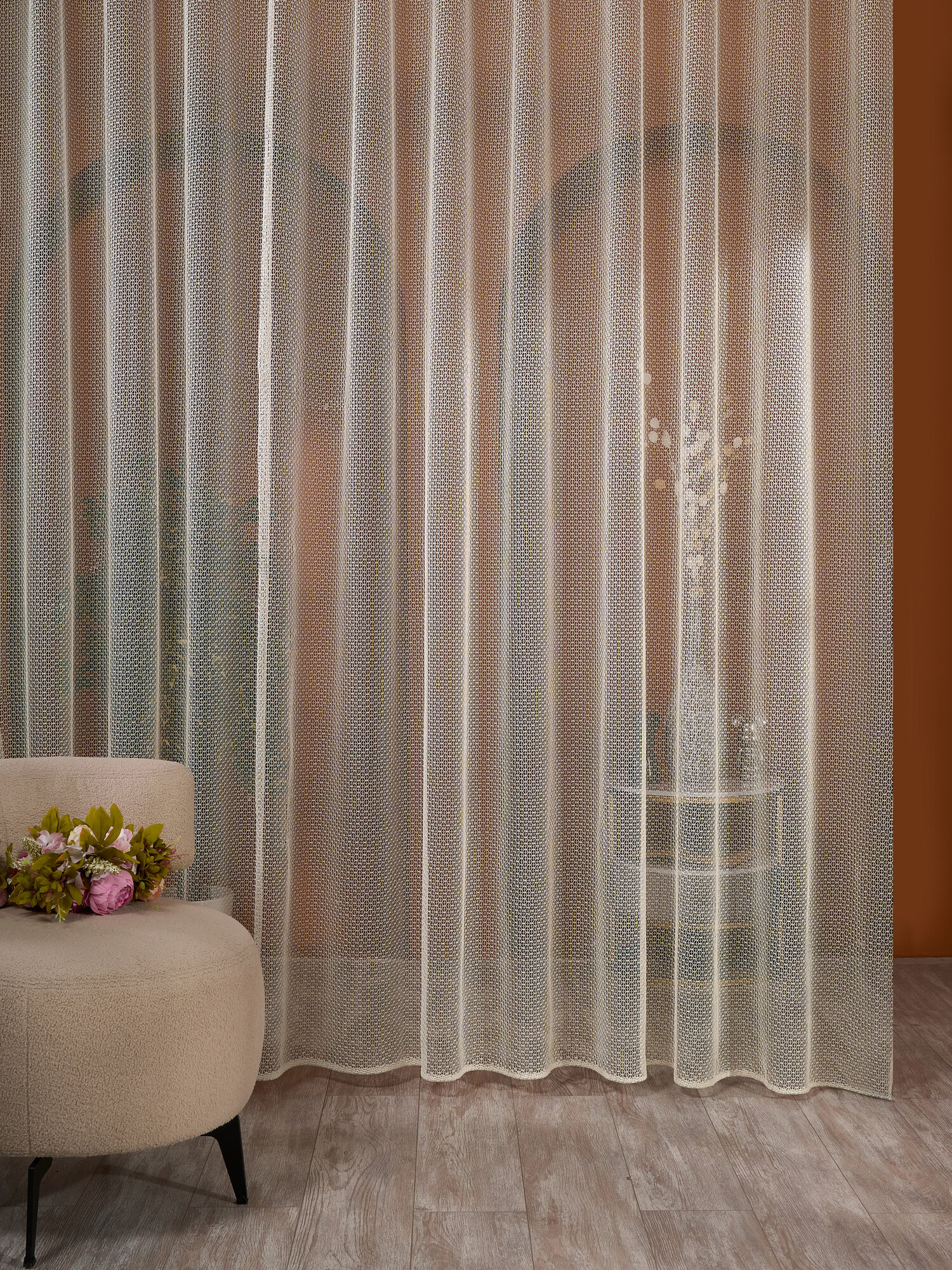 Современная тюль сетка 230 см на 200 см с вышитым узором на окно для гостинной, спальни, кухни. Прозрачная штора вуаль.