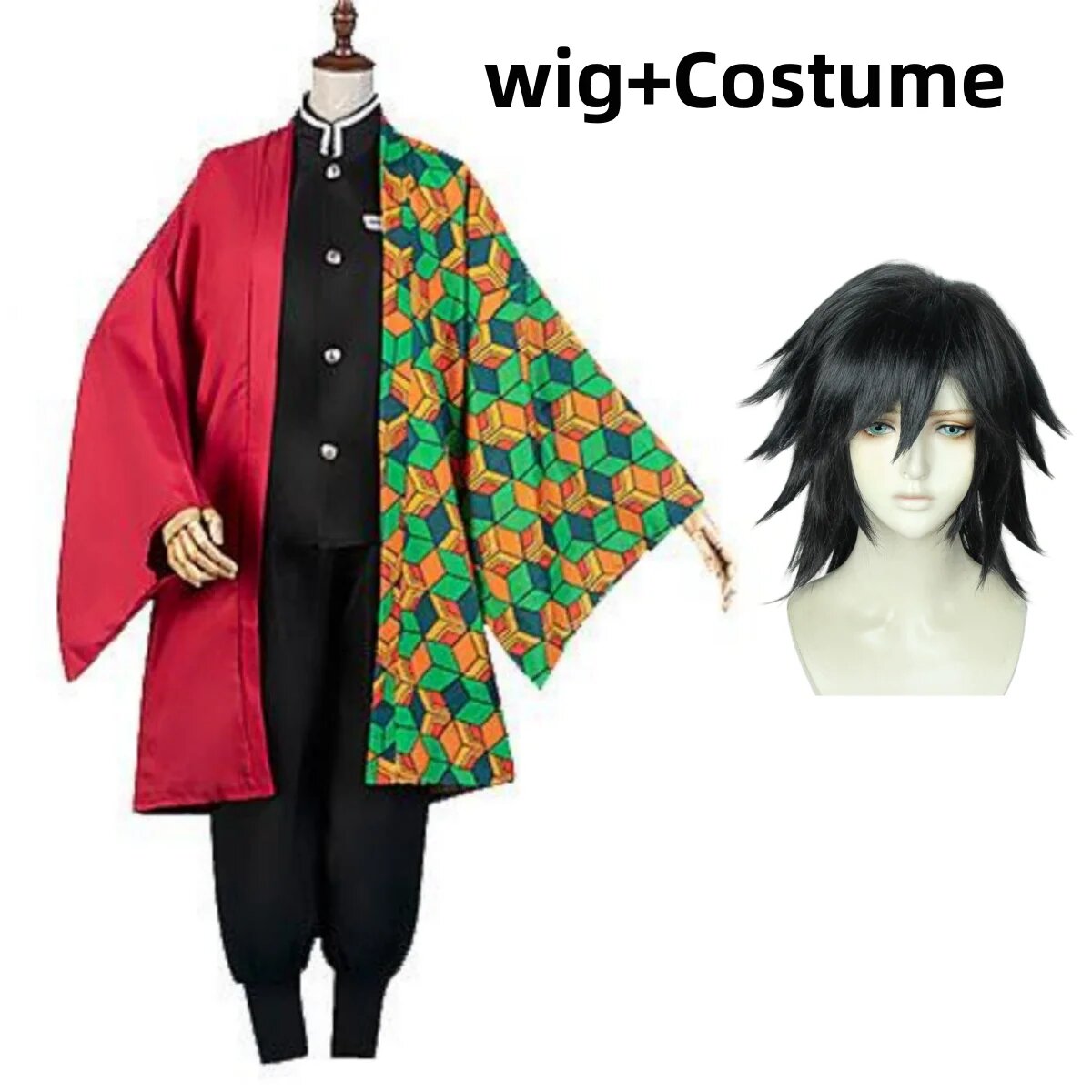 AESMT Косплей костюм Томиока Гию L, suit wig