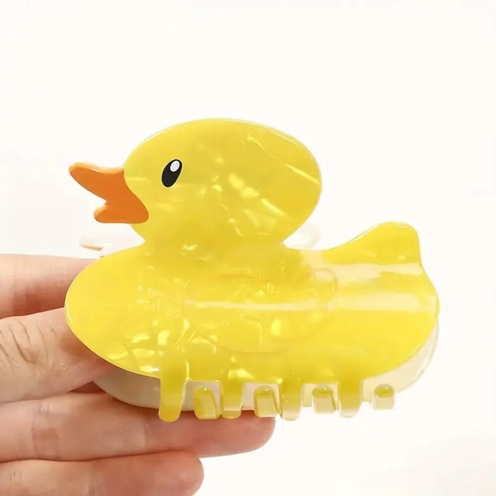 Милые аксессуары для волос, заколки для волос с желтой уткой, аксессуары для укладки волос, акриловый держатель для хвоста, нескользящие заколки для волос для девочек