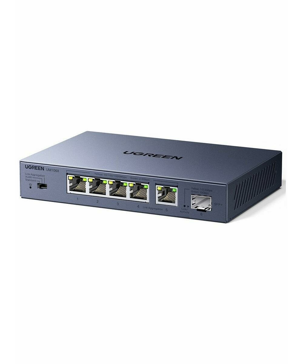 Коммутатор UGREEN CM753 (35048EU) 6-Port Серый космос RJ-45 (RU)