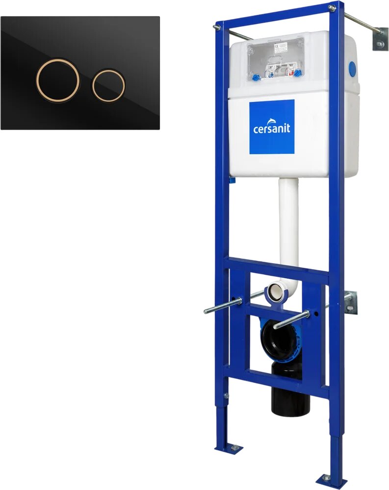 Комплект Инсталляция Cersanit Link Pro / Кнопка Twins 63534 цвет матовый черный