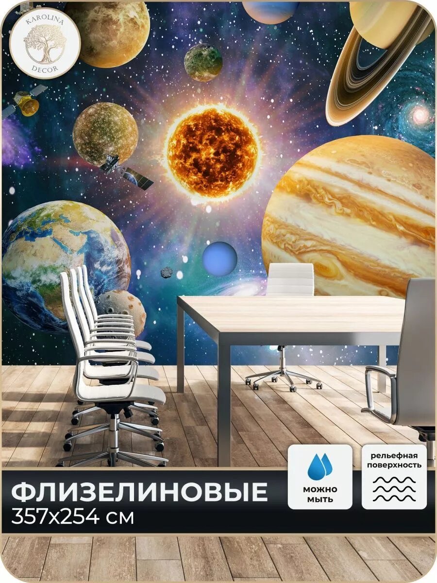 Фотообои Космос Планеты в спальню в комнату 350х254