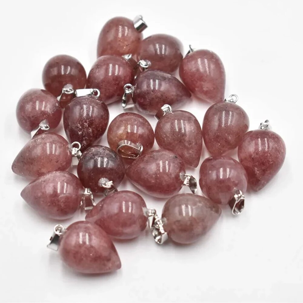 Натуральные аметисты, круглые подвески-конусы, 12 шт, 22х15 мм Бордовый, Strawberry crystal