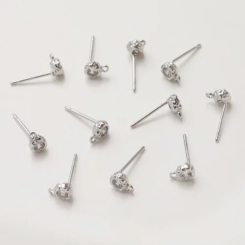 4 шт. серьги-гвоздики из латуни с позолотой 14K, платина, 4,4*6,5 мм