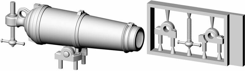 Английская карронада, калибр 24 фунта, 20 мм, фотополимер, 2 шт. Масштаб 1:72