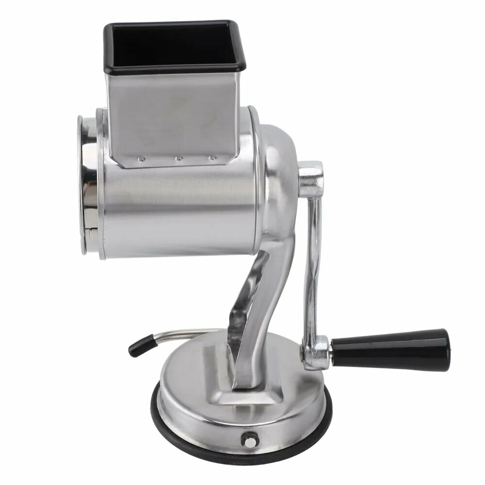 Ручной терка-шреддер из нержавеющей стали для кухни: мельница с ручным приводом, 5 сменными лезвиями, ручкой для овощей, орехов и картофеля, серебристый цвет, 1 штука