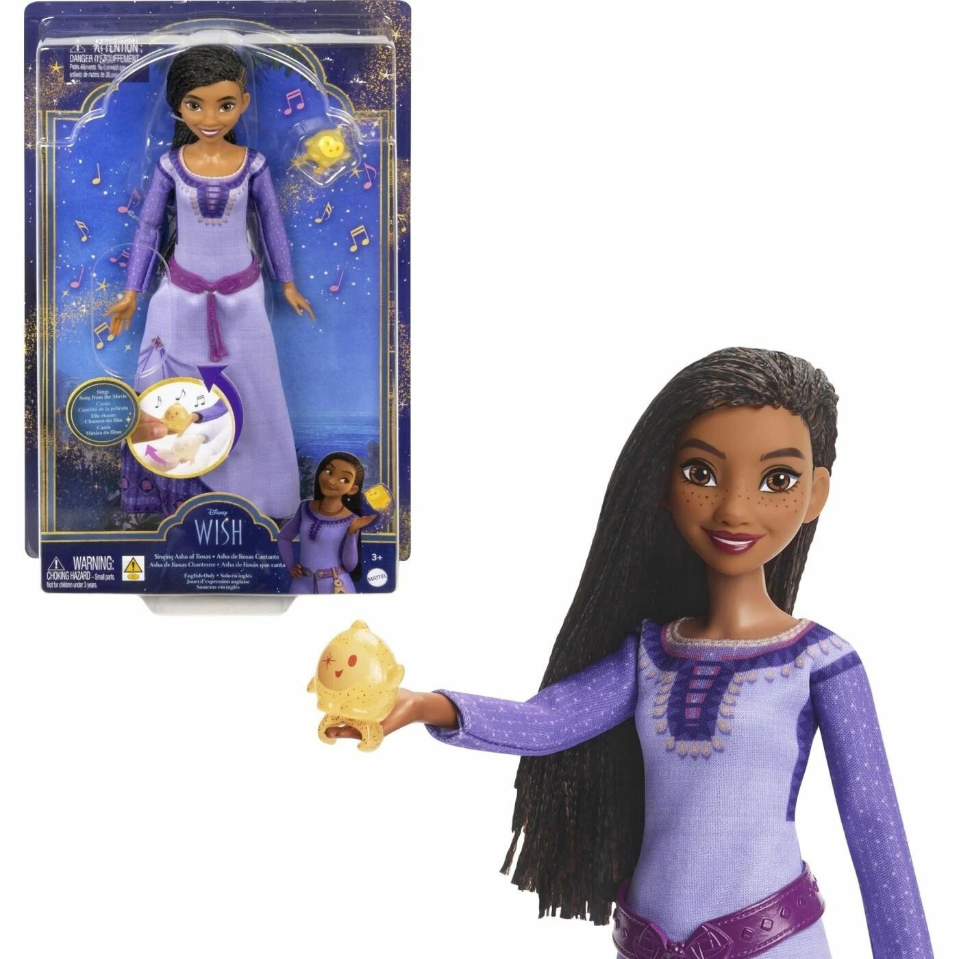 Кукла Mattel Disney Princess "Поющая Аша", высота 27 см, звуковые эффекты, HPX26