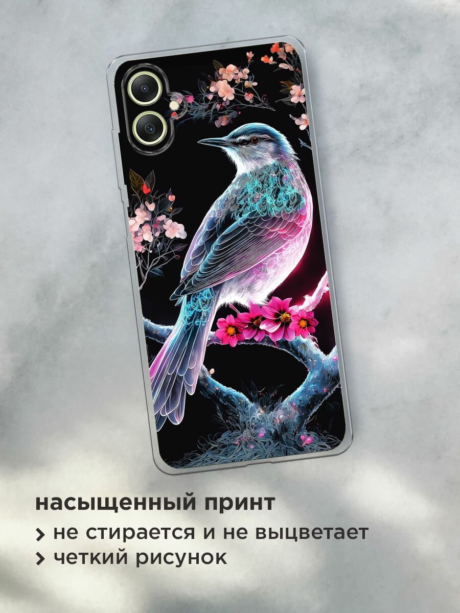 Чехол на Samsung Galaxy A06 / Самсунг Галакси А06 с принтом "Птица на цветущем дереве" — фото 1