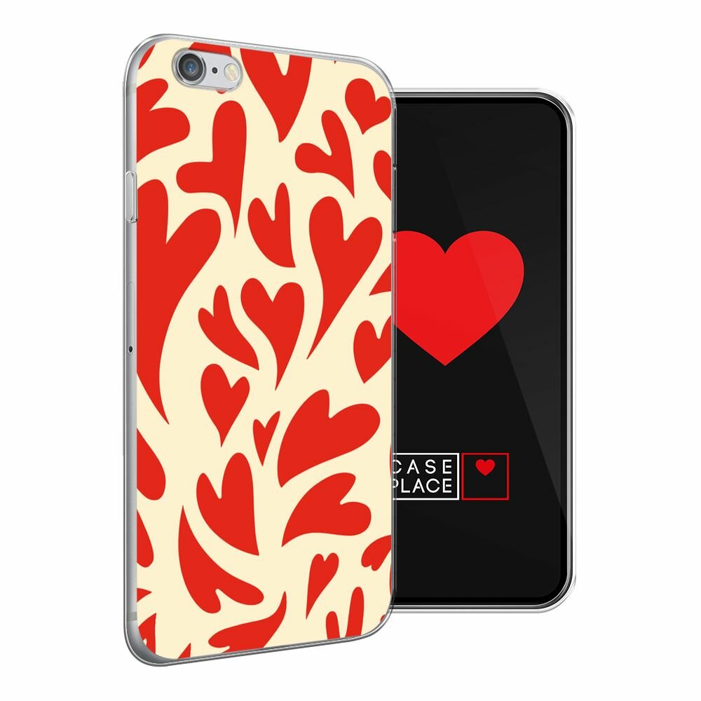 Чехол на Apple iPhone 6 / Айфон 6 с принтом "Crazy hearts 1 - 14 февраля" — фото 1