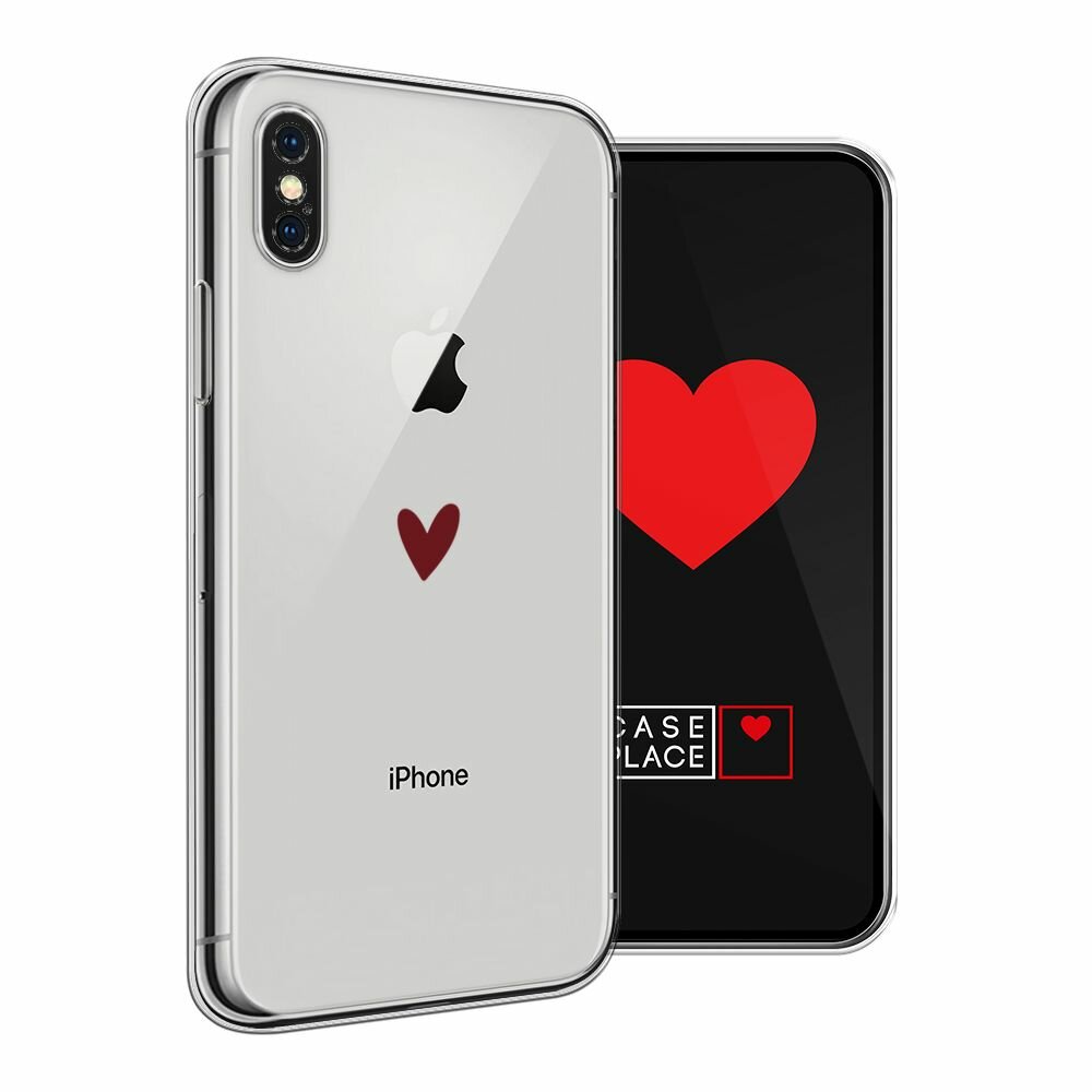 Чехол на Apple iPhone XS Max / Айфон XS Max с принтом "Маленькое красное сердечко - 14 февраля", прозрачный — фото 1