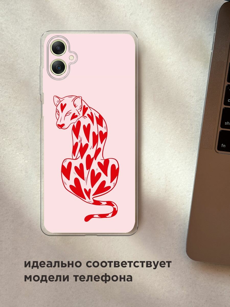 Чехол на Samsung Galaxy A06 / Самсунг Галакси А06 с принтом "Heart panther 1 - 14 февраля" — фото 1