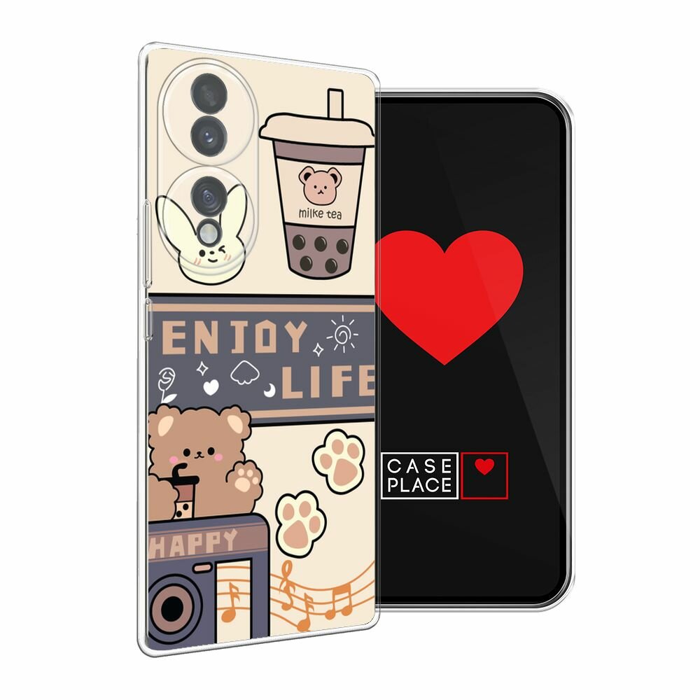 Силиконовый чехол на Honor 70 / Хонор 70 с принтом "Enjoy life 1" — фото 1
