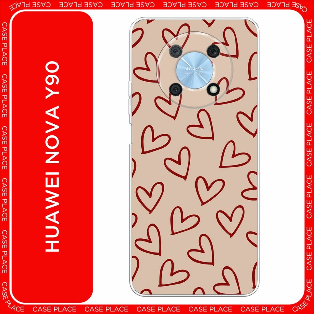 Чехол на Huawei Nova Y90 / Хуавей Нова 90 с принтом "Little hearts doodles 1 - 14 февраля"