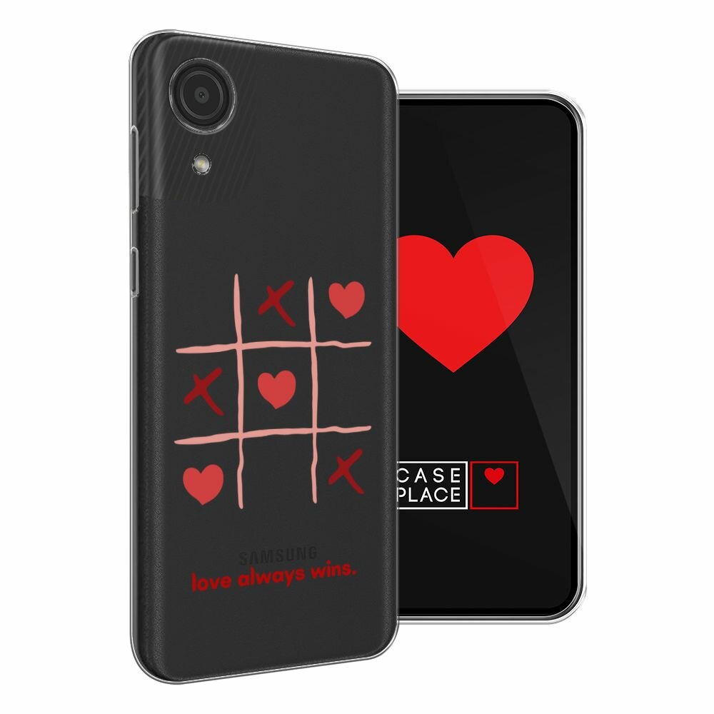 Чехол на Samsung Galaxy A03 Core / Самсунг Галакси А03 Core с принтом "love always wins - 14 февраля", прозрачный — фото 1