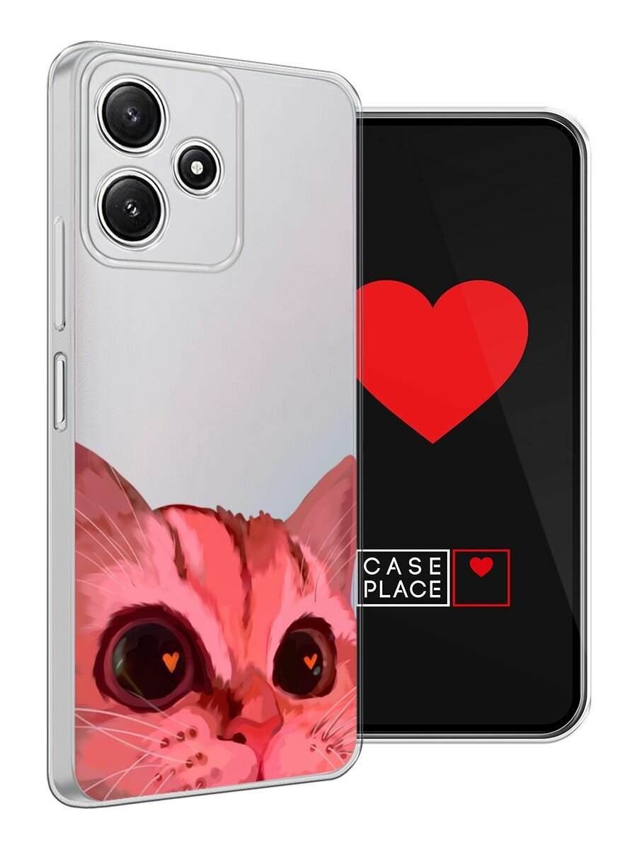 Чехол на Xiaomi Redmi 12 5G / Сяоми Редми 12 5G с принтом "Affectionate cat - 8 марта", прозрачный — фото 1
