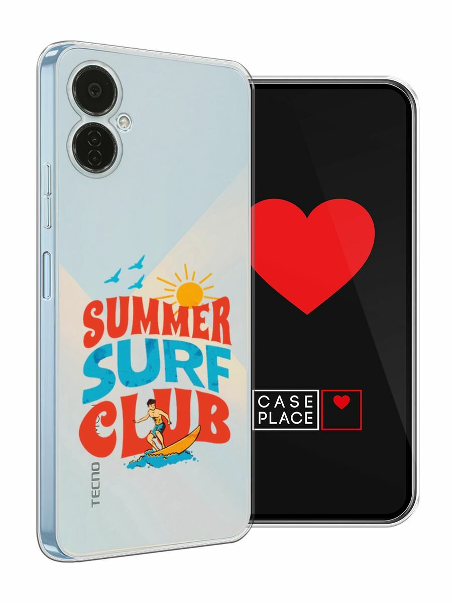Чехол на Tecno Camon 19 Neo / Техно Камон 19 Нео с принтом "Summer surf club", прозрачный — фото 1