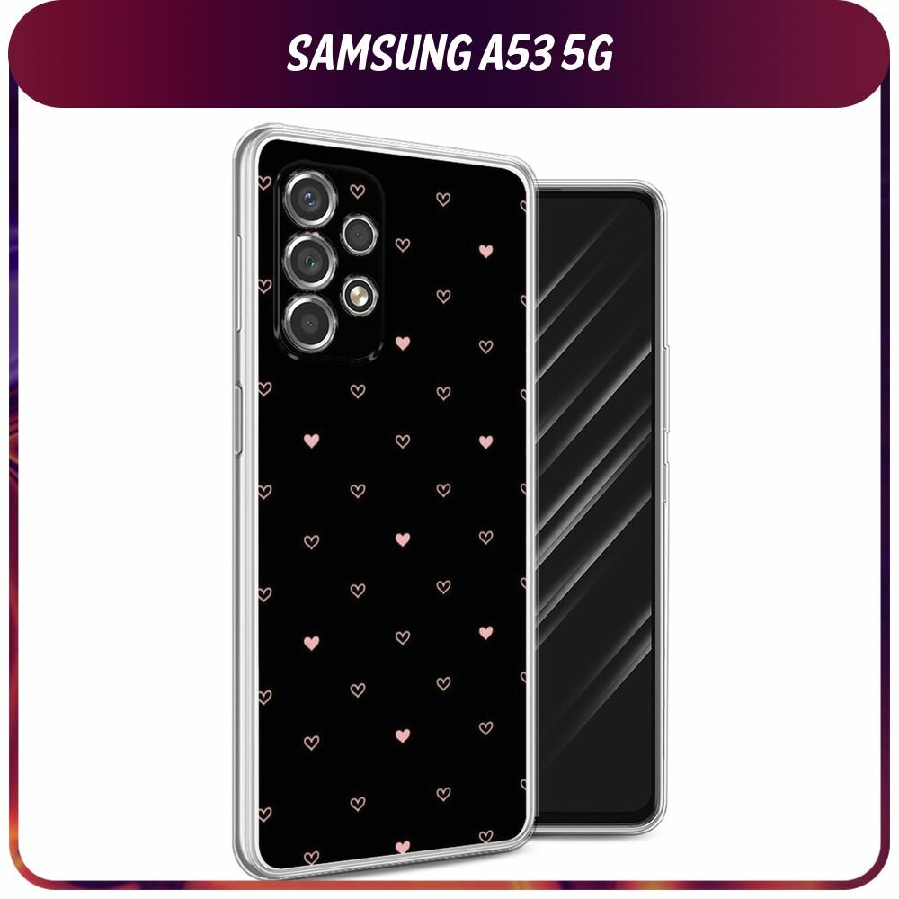 Чехол на Samsung Galaxy A53 / Самсунг Галакси А53 с принтом "Черный фон и сердечки"