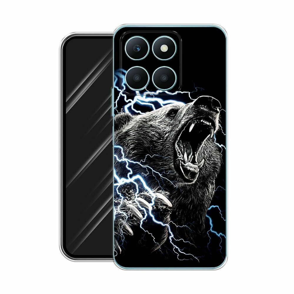 Силиконовый чехол на Honor X6A / Хонор X6A с принтом "Гроза и медведь" — фото 1