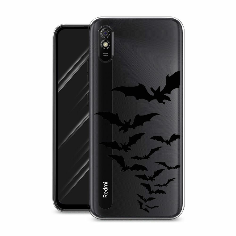 Чехол на Xiaomi Redmi 9A / Сяоми Редми 9А с принтом Летучие мыши, прозрачный — фото 1